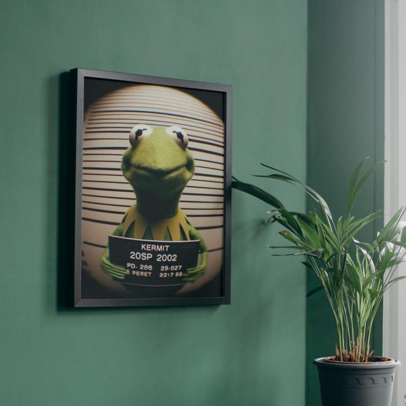 Kermit the Frog Mugshot Meme Poster | Funny High Quality Print Photo ...