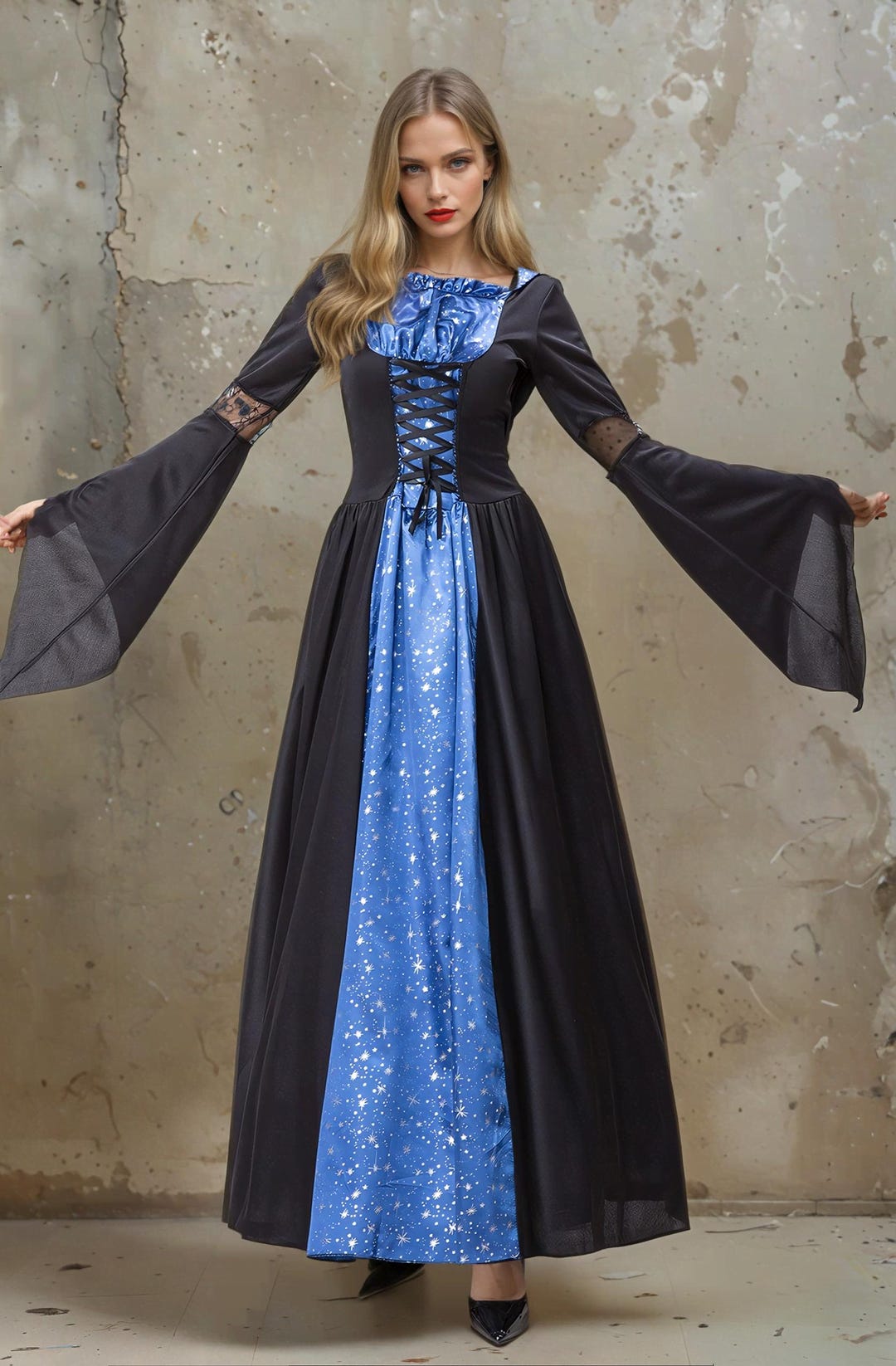Halloween Costume Starry Night Witch Outfit for Role Play as Evil Queen ...