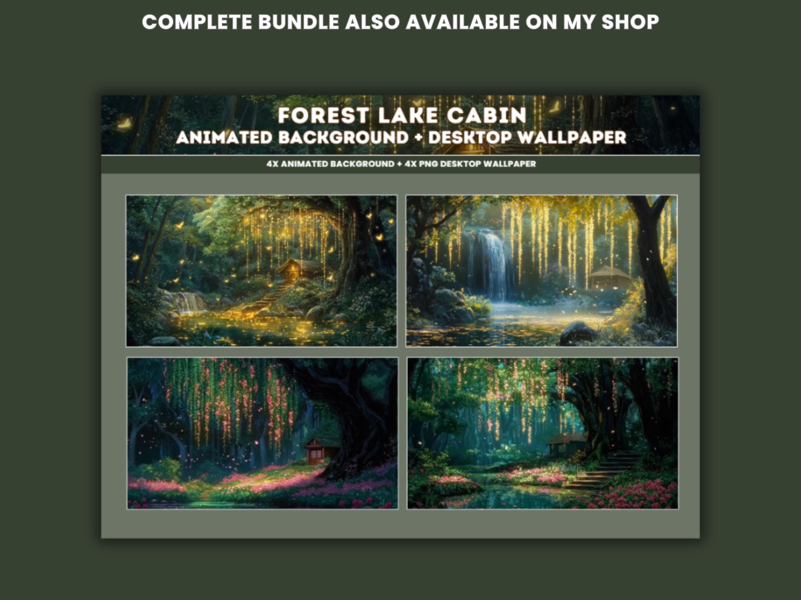Green Forest Lake Cabin Animated Background: Cozy Cottagecore Scene ...