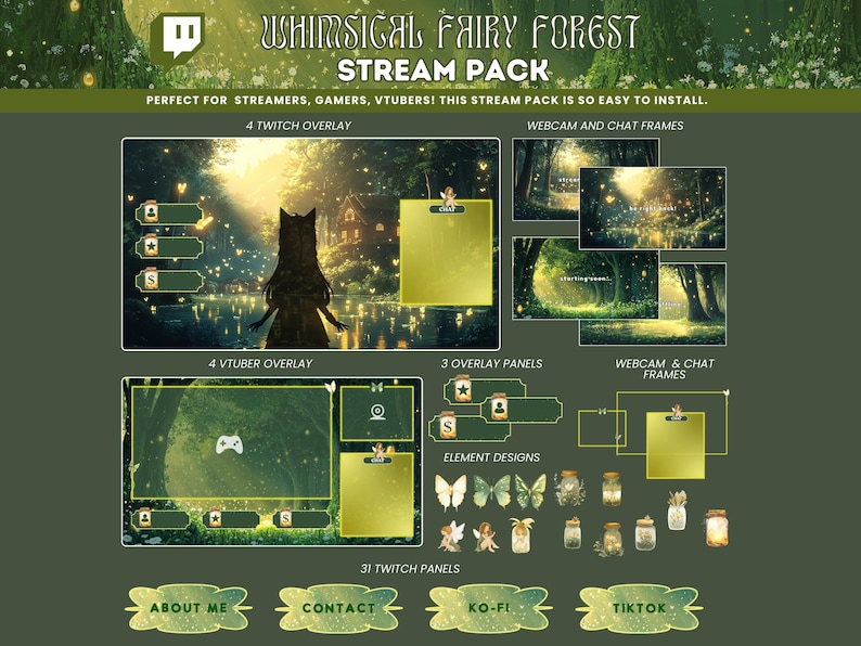 Green Whimsical Fairy Magical Forest Stream Overlay Pack Fantasy Lo-fi ...