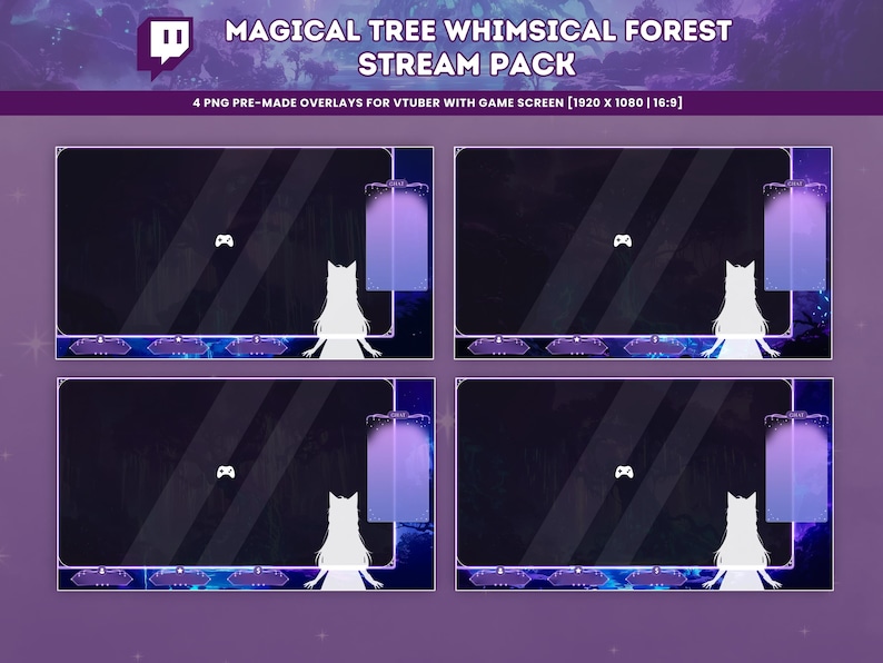 Animated Stream Pack Purple Tree Whimsical Forest Animated Twitch ...
