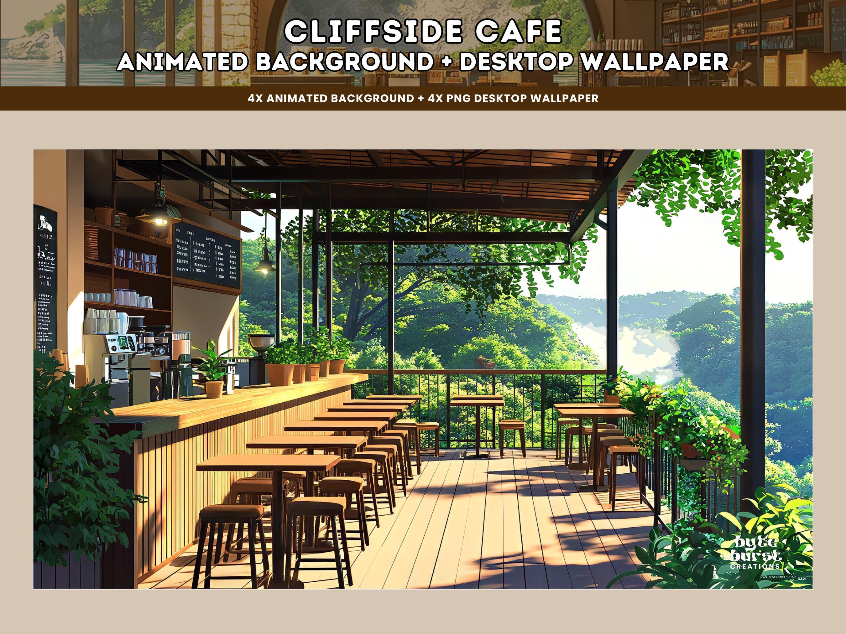 Cozy Lofi Animated Background Cliffside Cafe Scene Twitch Overlay ...