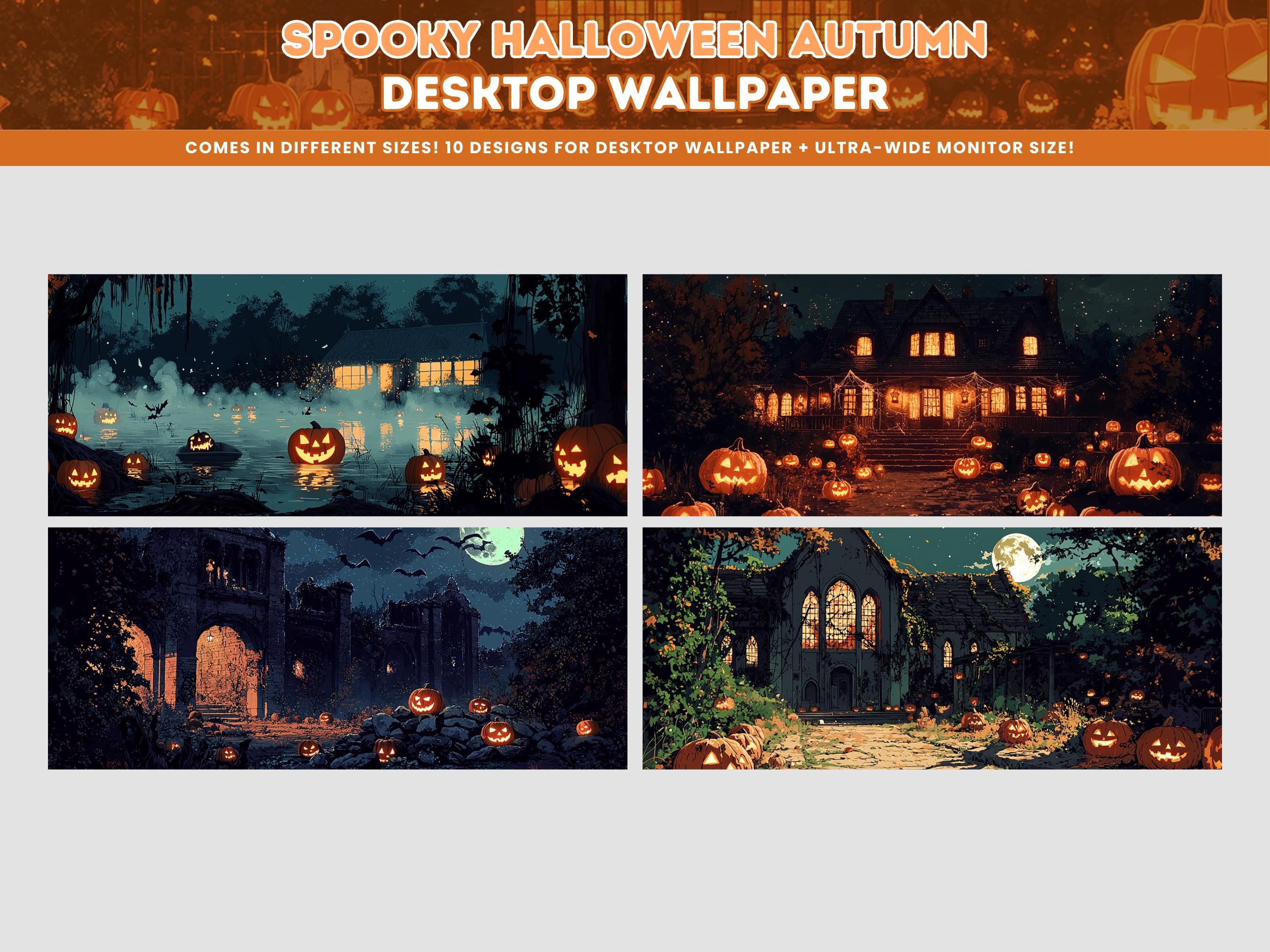 Cozy Spooky Halloween Desktop Wallpaper HD Autumn Background Jack O ...