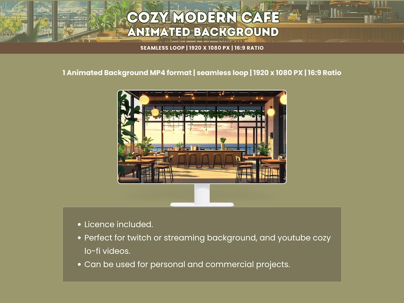 1x Cozy Animated Cafe Scene Vtuber Twitch Stream Overlay Lofi Anime ...