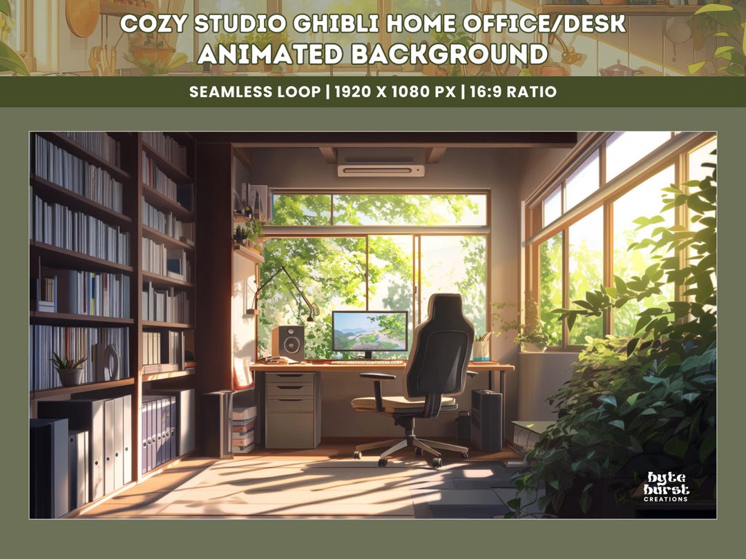 Studio Ghibli Office Desk Animated Background, Cottagecore Lofi ...