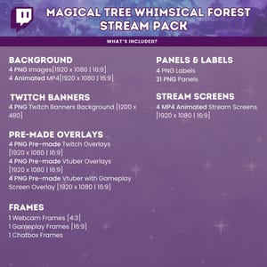 Animated Stream Pack Purple Tree Whimsical Forest Animated Twitch ...