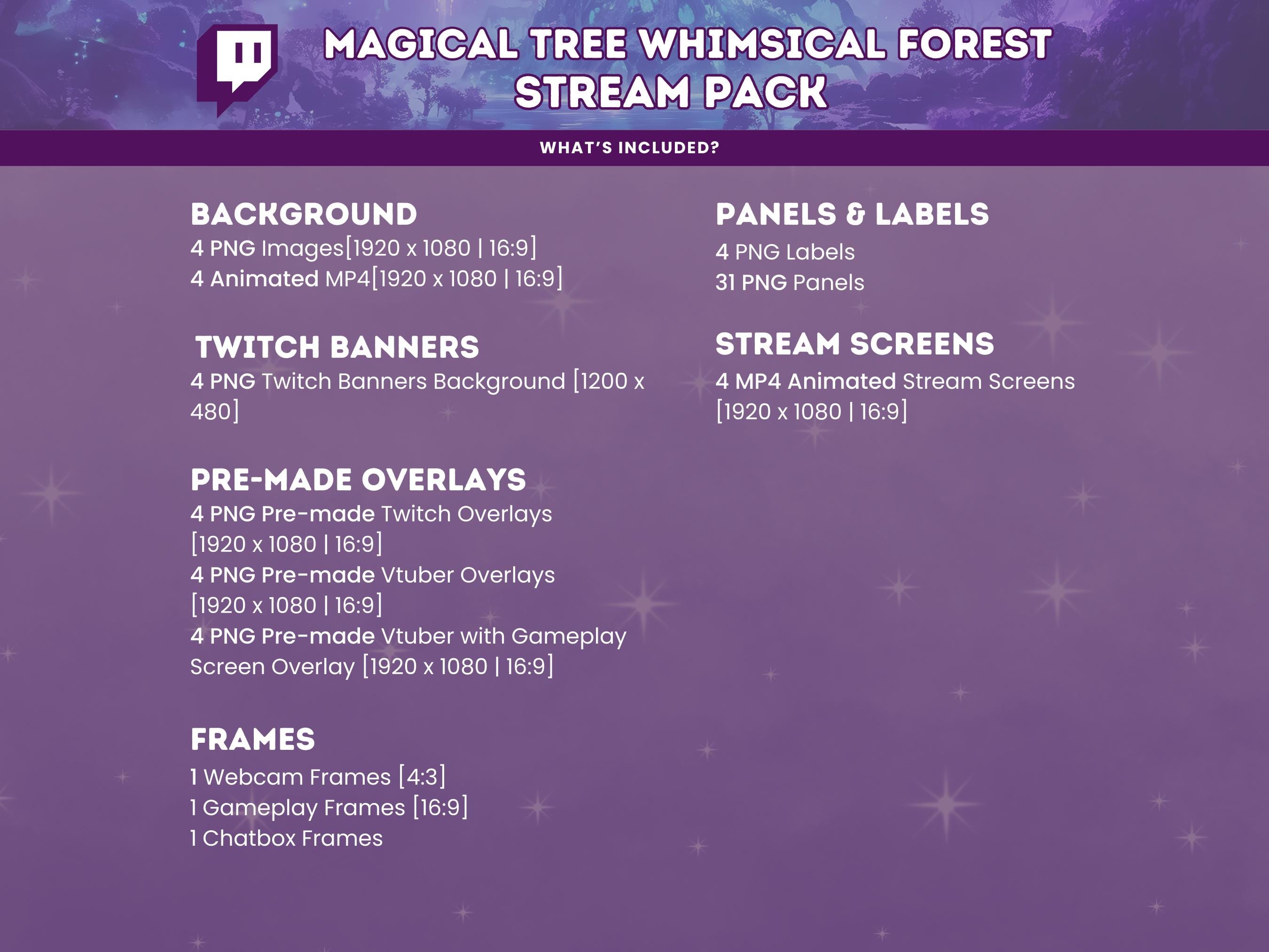 Animated Stream Pack Purple Tree Whimsical Forest Animated Twitch ...