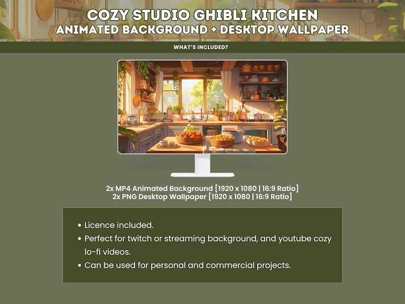 Cozy Animated Studio Ghibli Kitchen Desktop Wallpaper Cottagecore Lofi ...