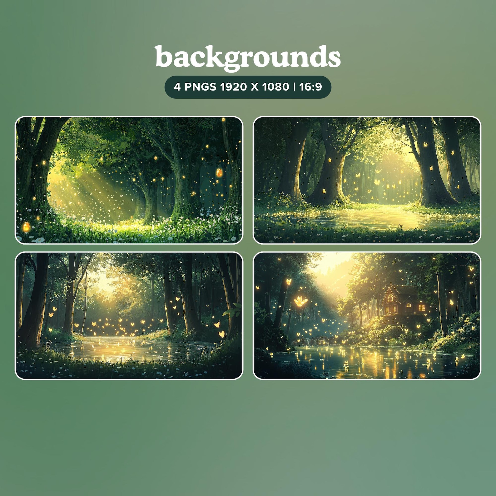 Green Whimsical Fairy Magical Forest Stream Overlay Package | Fantasy ...