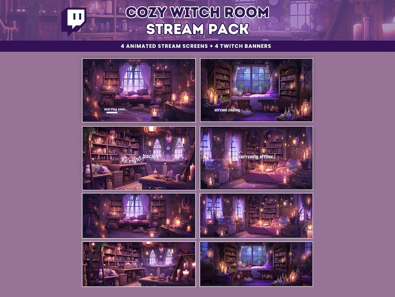 Cozy Animated Background Witch Room Dark Goth Twitch Stream Pack Stream ...