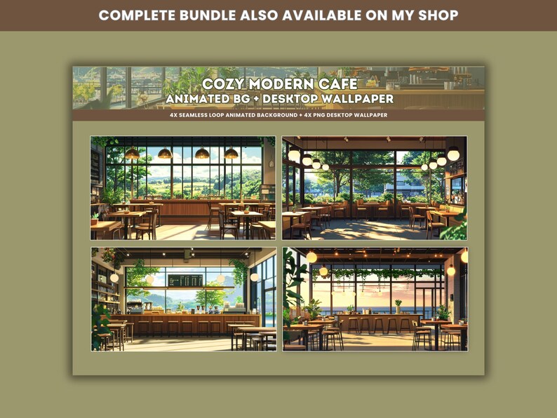 1x Cozy Animated Cafe Scene Vtuber Twitch Stream Overlay Lofi Anime ...