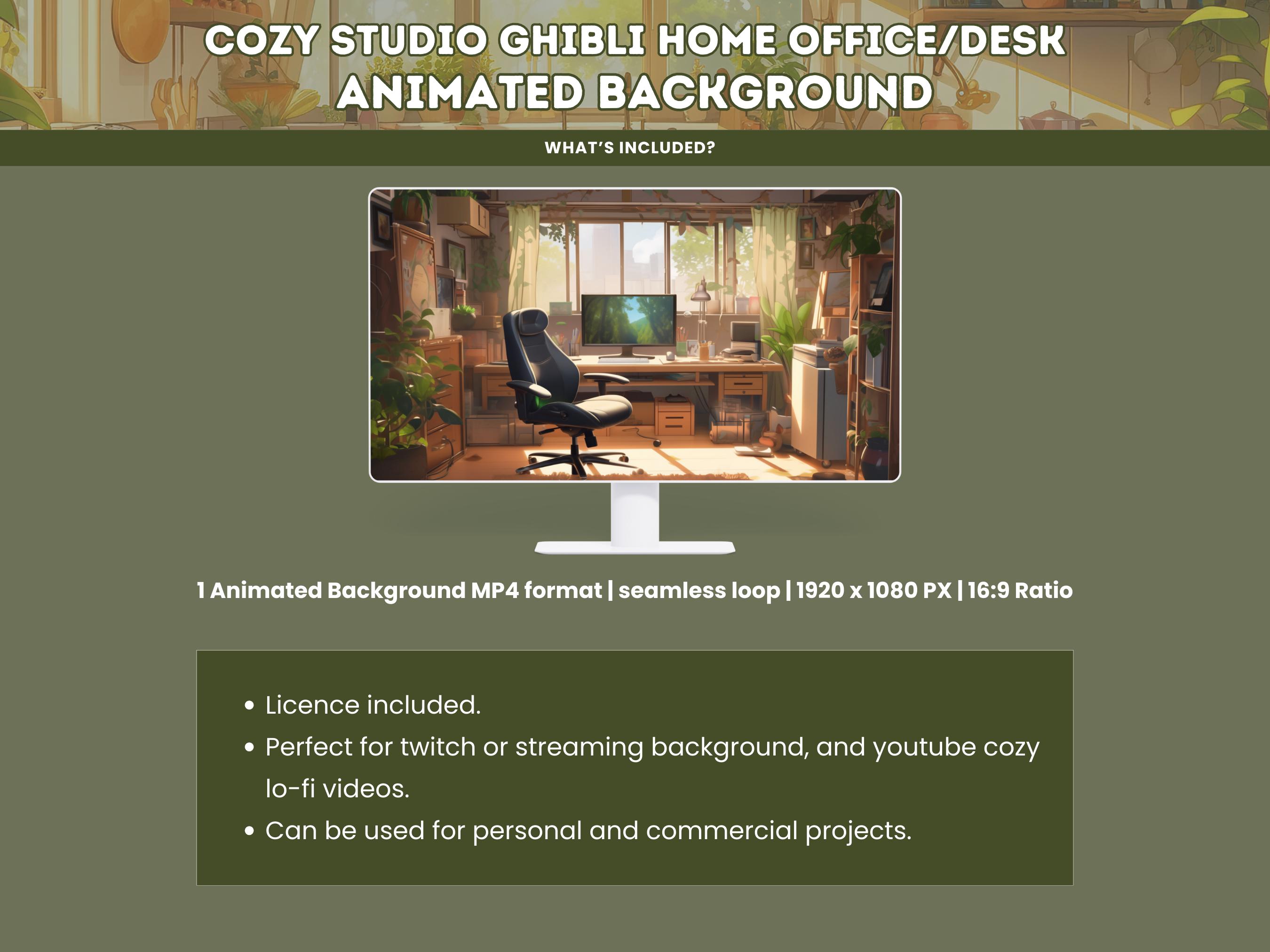 Studio Ghibli Style Animated Office Desk Background Cozy Cottagecore ...