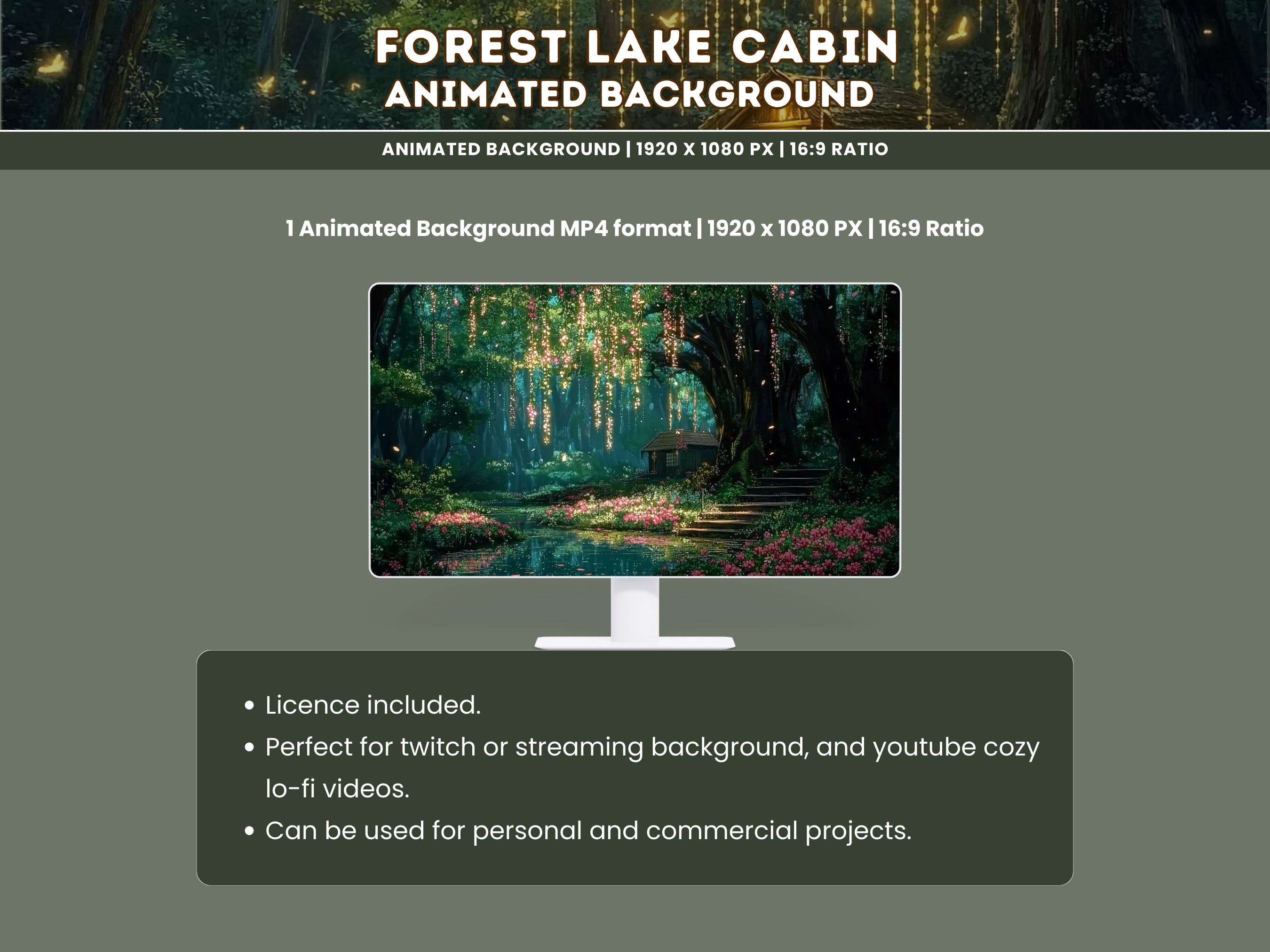 Green Forest Lake Cabin Animated Background: Cozy Cottagecore Scene ...