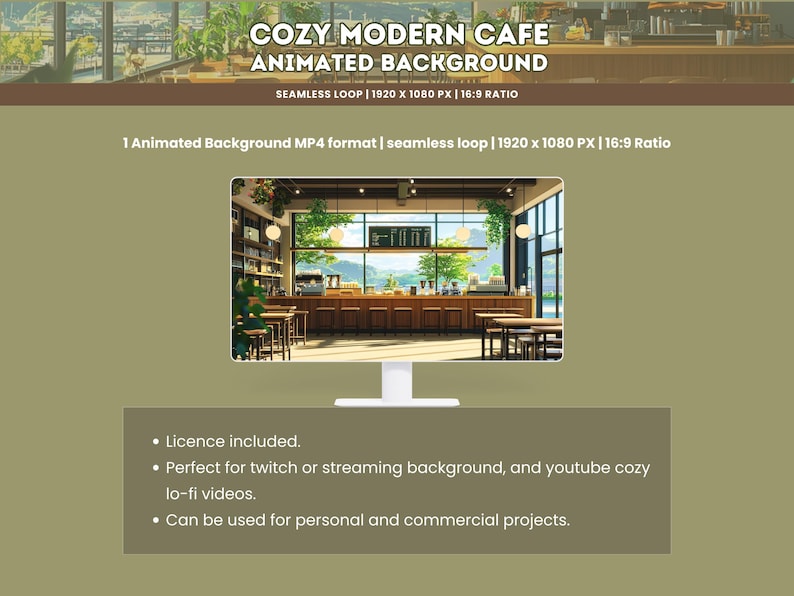1x Aesthetic Animated Cafe Background Lofi Twitch Stream Overlay Cozy ...