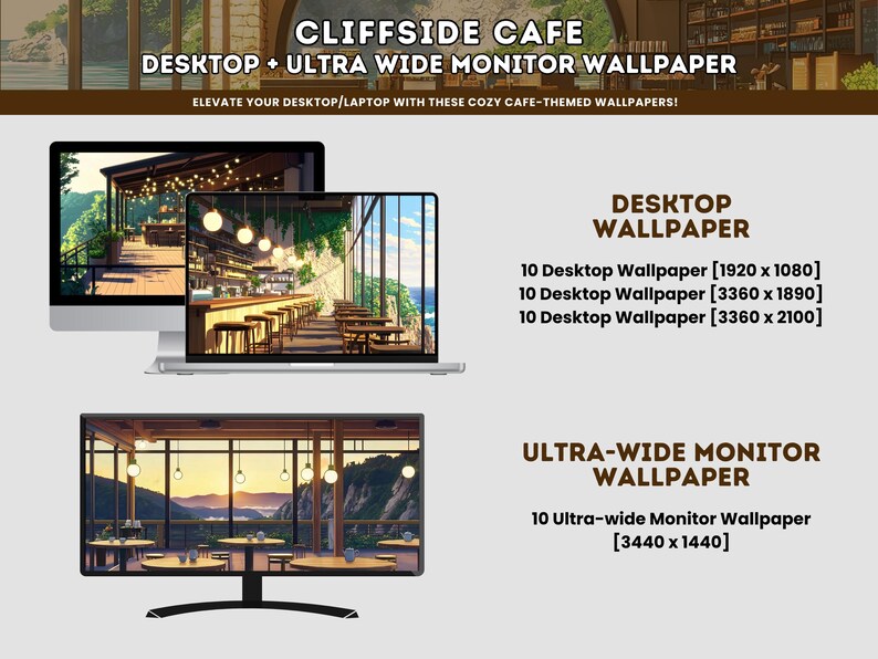 Cozy Cliffside Coffee Shop Wallpaper Ghibli Aesthetic Lofi Desktop ...