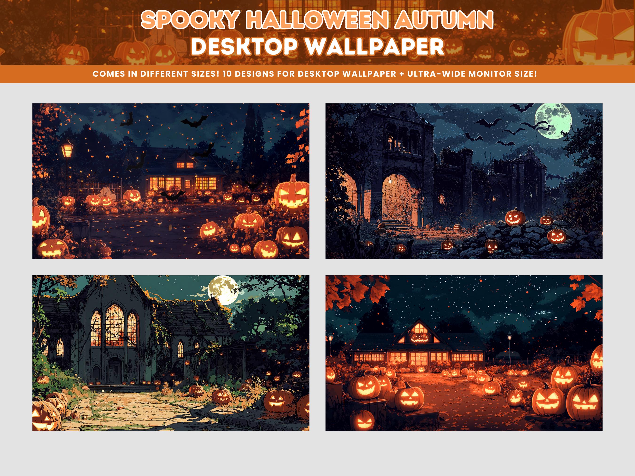 Cozy Spooky Halloween Desktop Wallpaper HD Autumn Background Jack O ...