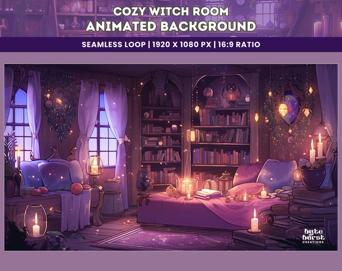 Vtuber Background Cozy Witch Room Animated Vtuber Background Halloween ...