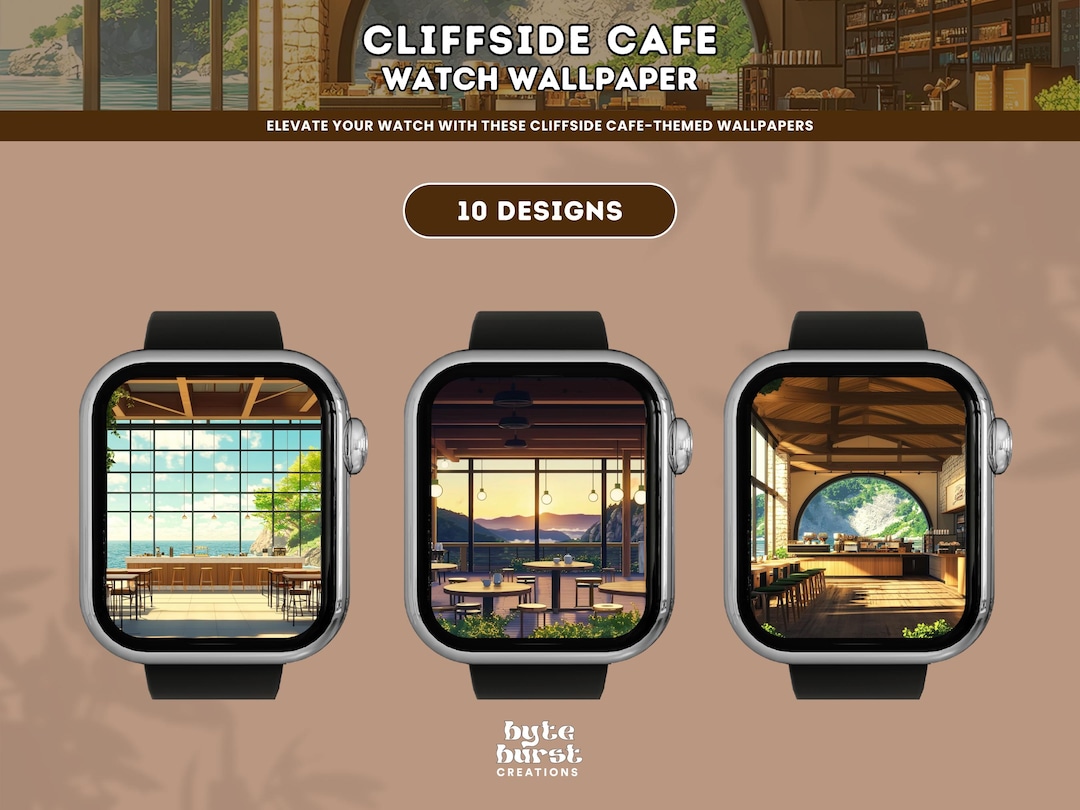 Cozy Cliffside Cafe Watch Wallpaper Cottagecore Lofi Aesthetic Digital Background for Apple ...