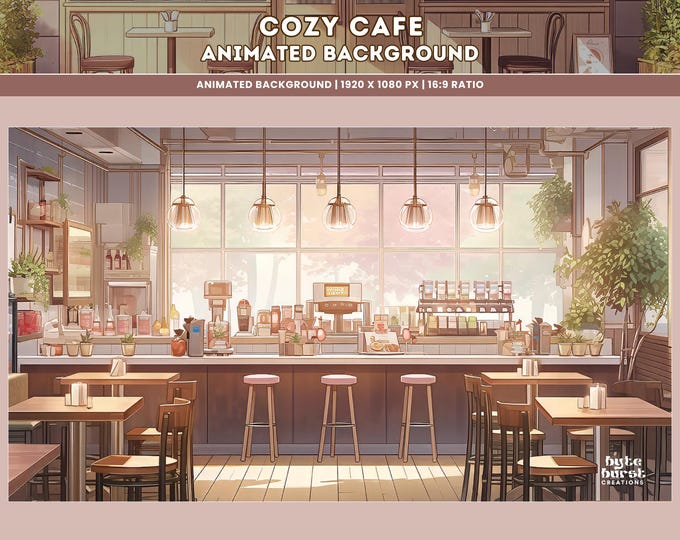 Vtuber Animated Background Lofi Cafe Vtuber Background Cafe Stream Pack ...