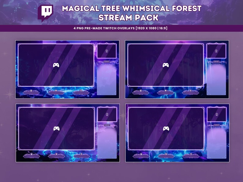 Animated Stream Pack Purple Tree Whimsical Forest Animated Twitch ...