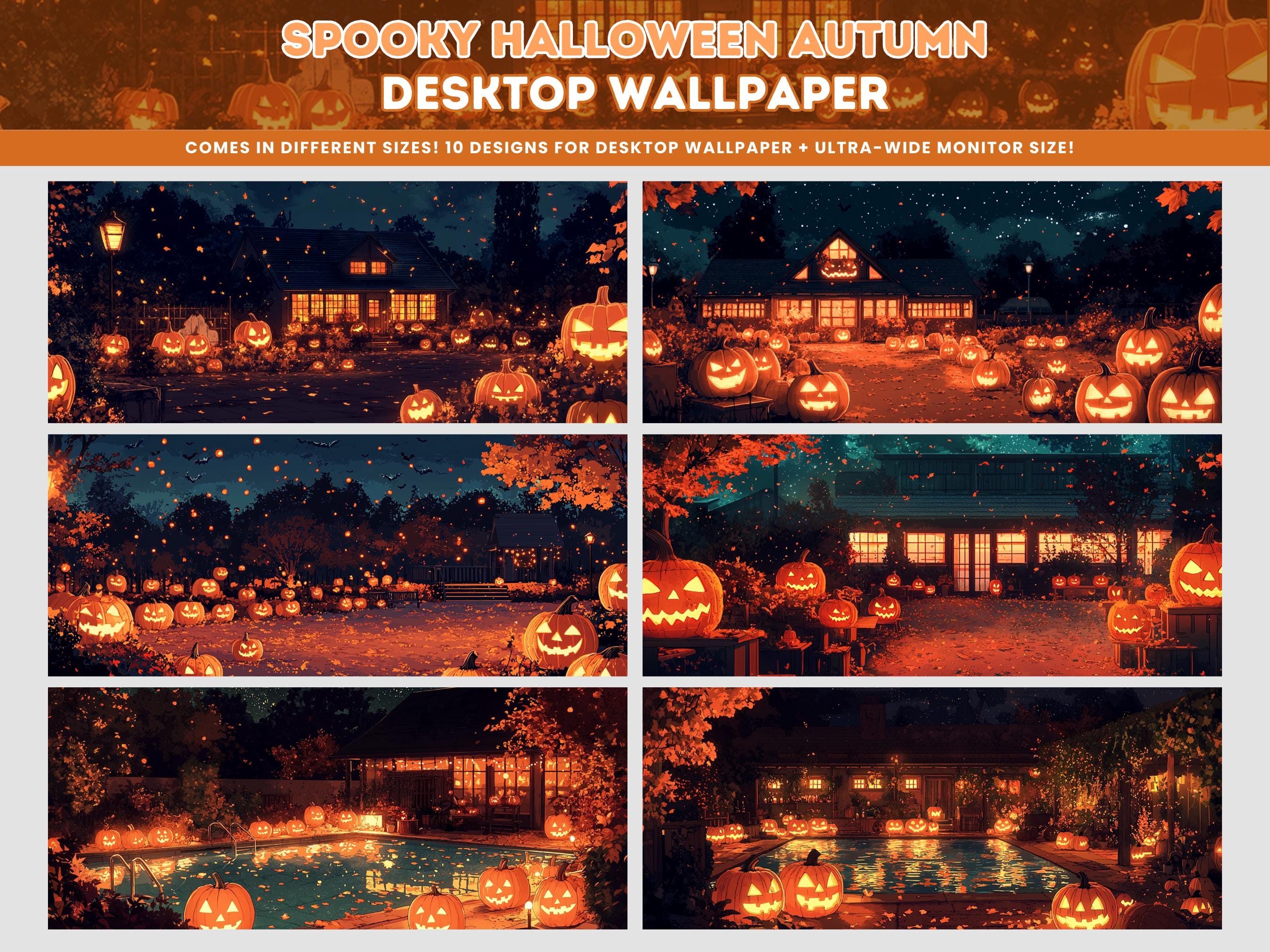 Cozy Spooky Halloween Desktop Wallpaper HD Autumn Background Jack O ...