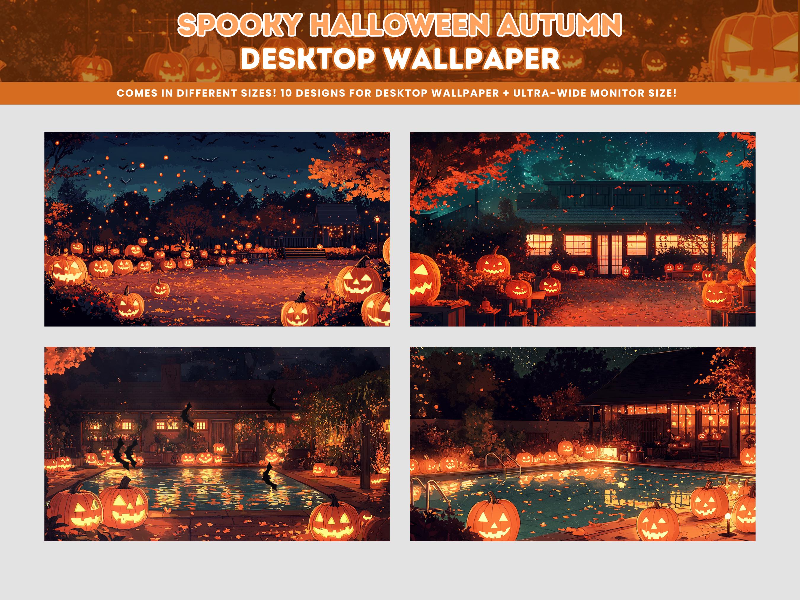 Cozy Spooky Halloween Desktop Wallpaper HD Autumn Background Jack O ...