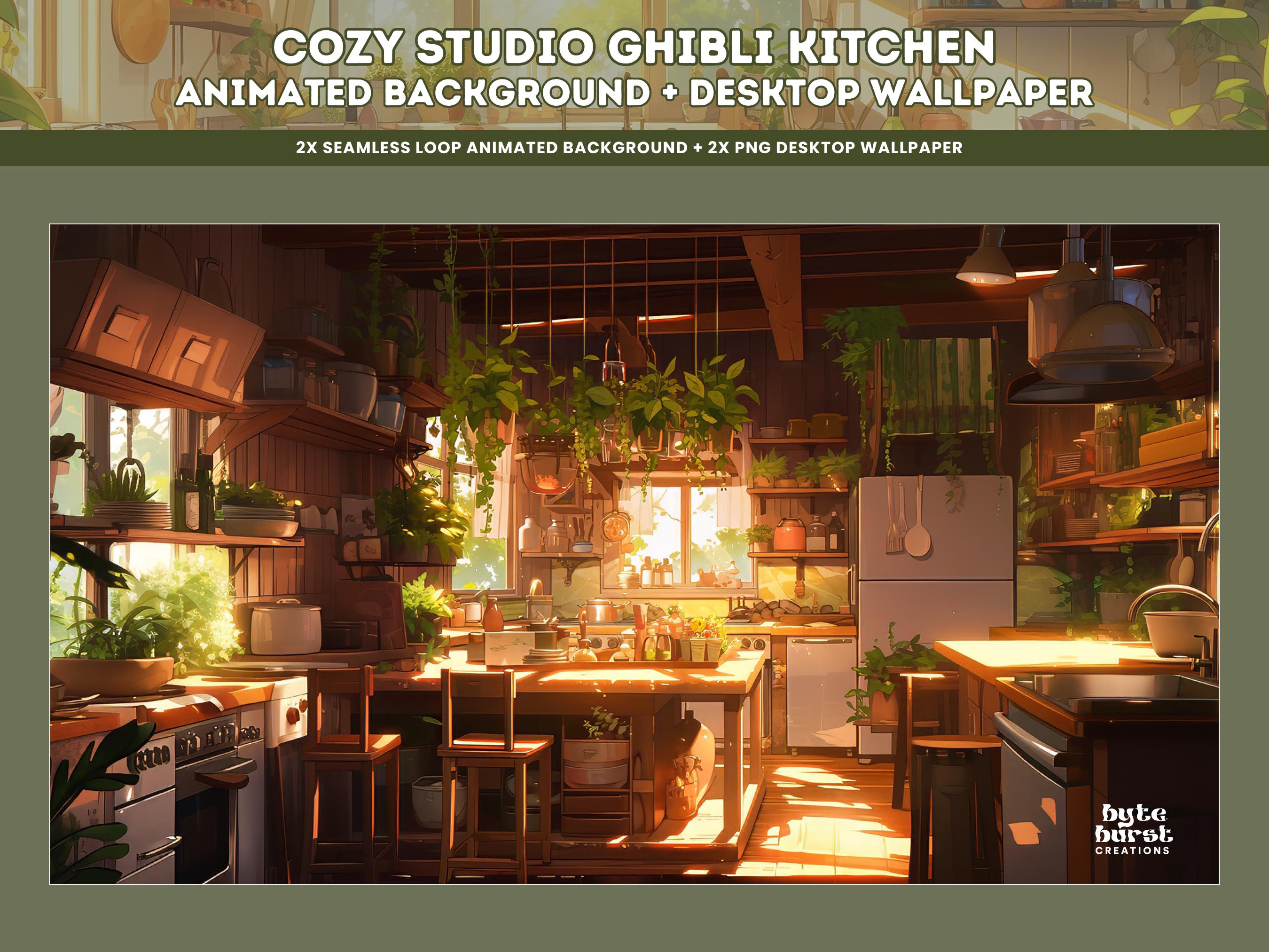 Studio Ghibli Kitchen Animated Wallpaper, Cottagecore Lofi (digital ...