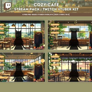 Cozy Modern Cafe Twitch Stream Pack Anime Vtuber Overlay Lofi Animated ...