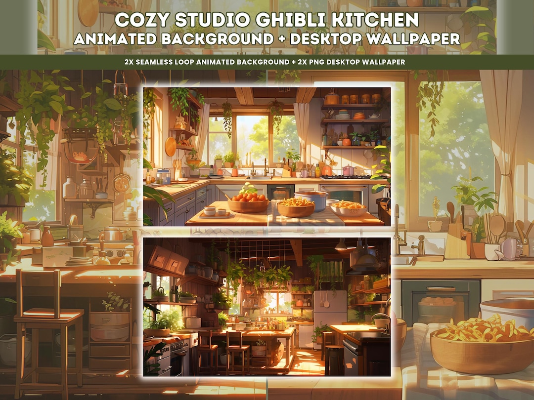 Studio Ghibli Kitchen Animated Wallpaper, Cottagecore Lofi (digital ...