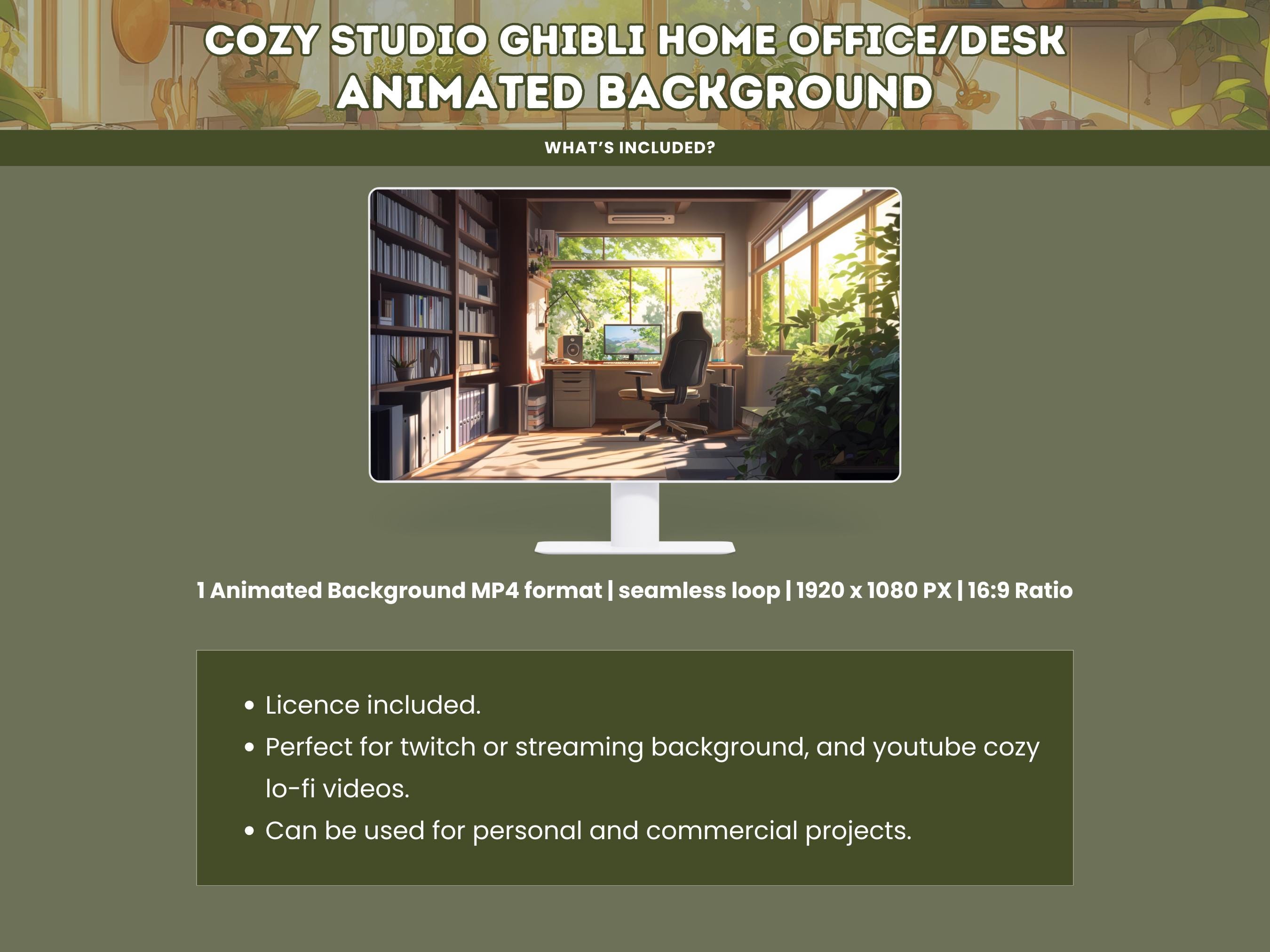 Studio Ghibli Office Desk Animated Background, Cottagecore Lofi ...