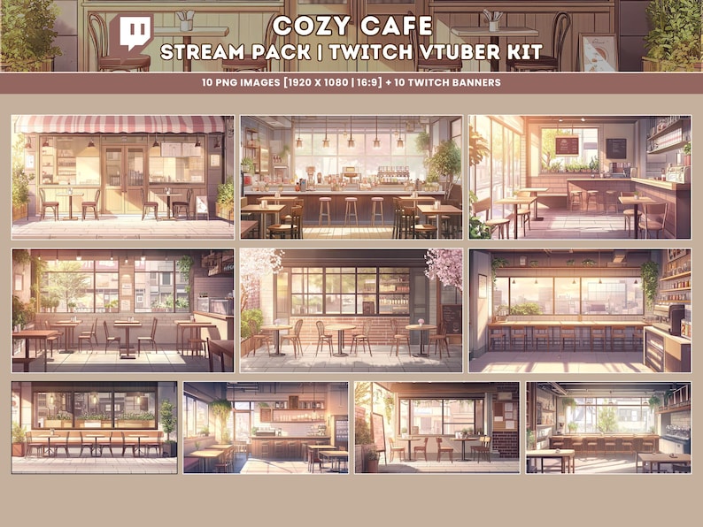 Animated Stream Pack Cozy Cafe Ghibli Cottagecore Twitch Overlay Vtuber ...