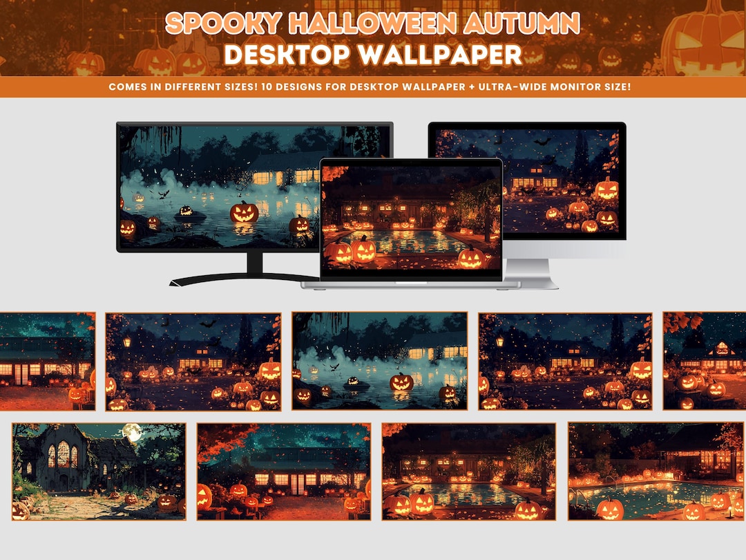 Spooky Jack O' Lantern Halloween Desktop Wallpaper (digital Download ...