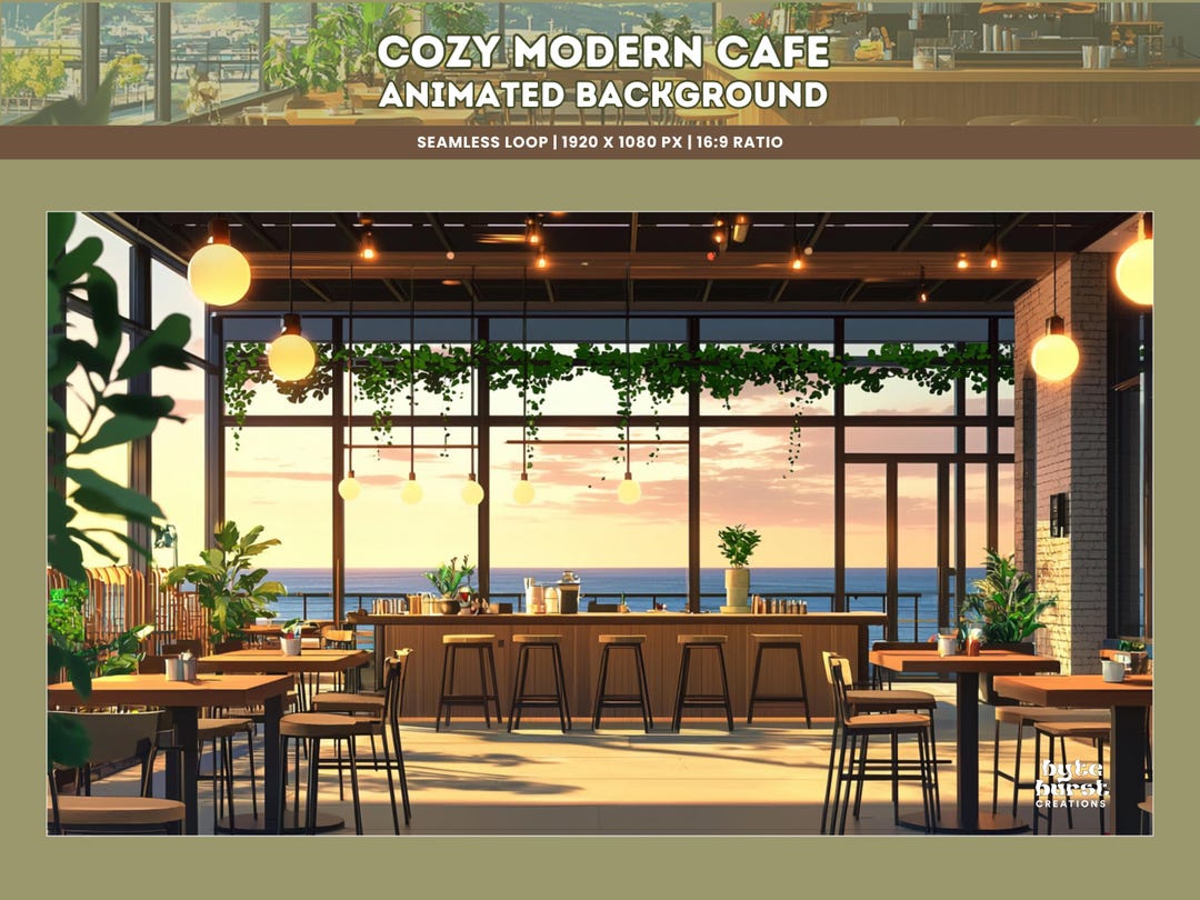 1x Cozy Animated Cafe Scene Vtuber Twitch Stream Overlay Lofi Anime ...