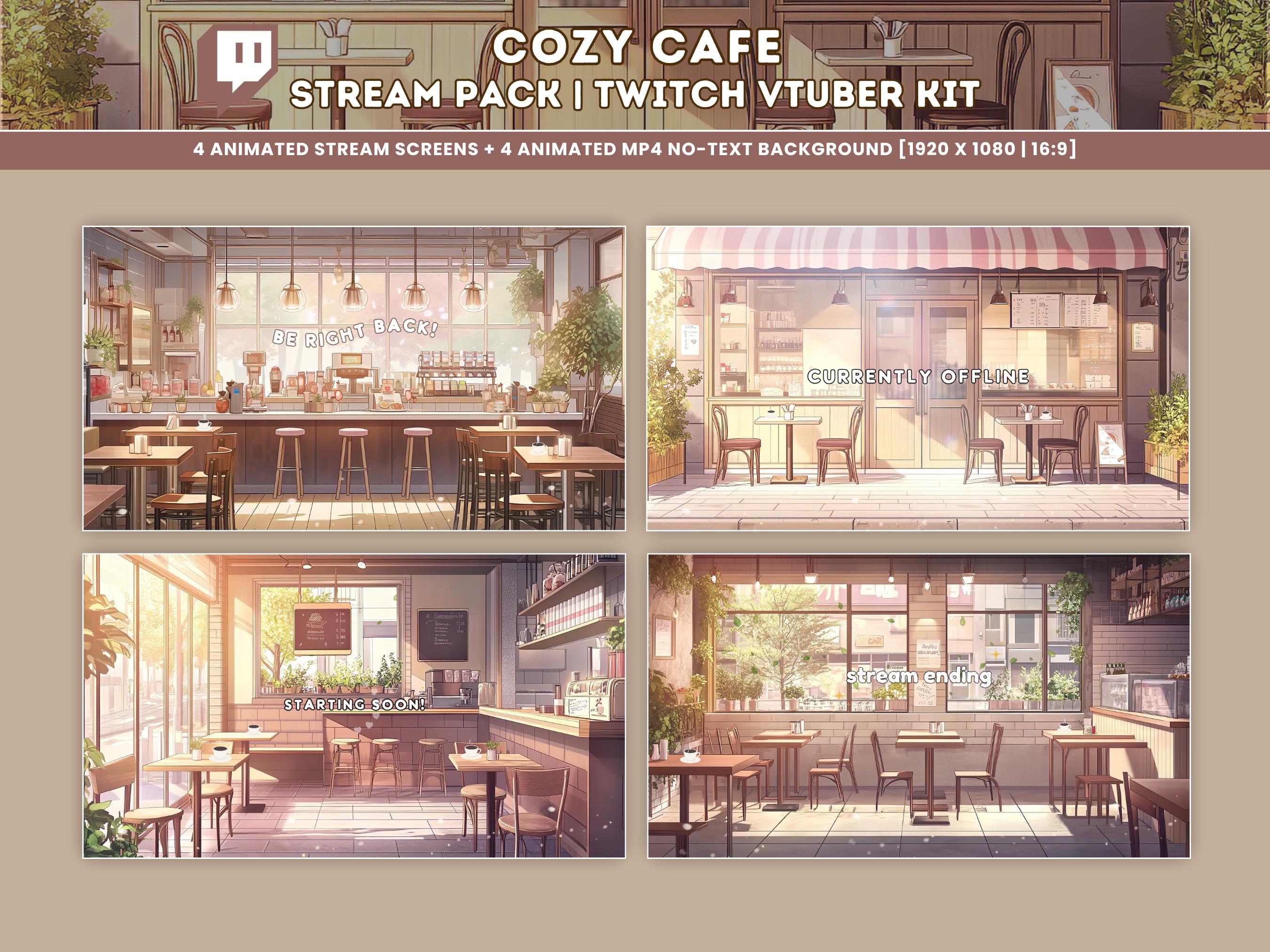 Animated Stream Pack Cozy Cafe Ghibli Cottagecore Twitch Overlay Vtuber ...