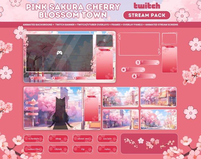 Pink Twitch Overlay Nature | Cozy Garden Vtuber Overlay | Forest Stream ...