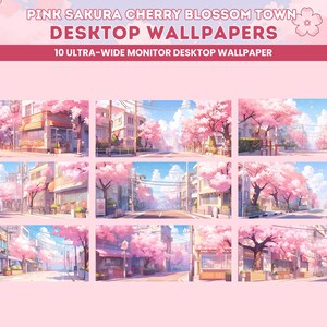 Pink Spring Sakura Cherry Blossom Kawaii Desktop Wallpaper Cozy Nature ...
