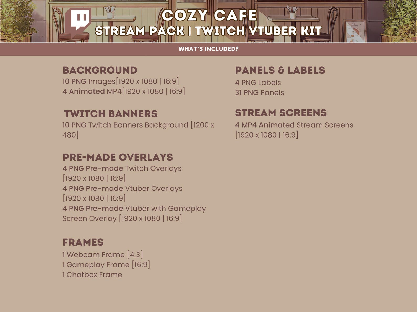 Animated Stream Pack Cozy Cafe Ghibli Cottagecore Twitch Overlay Vtuber ...