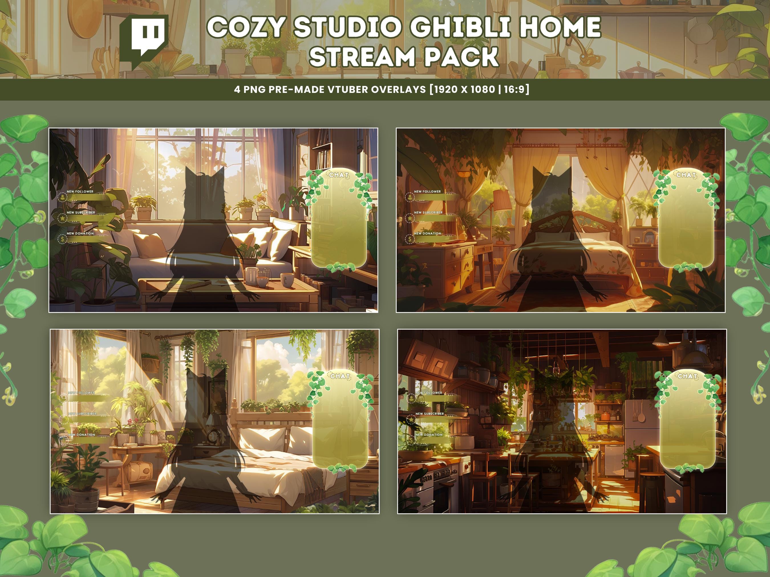Pack Cosy Stream Studio Ghibli Cottagecore Accueil Superposition Twitch ...