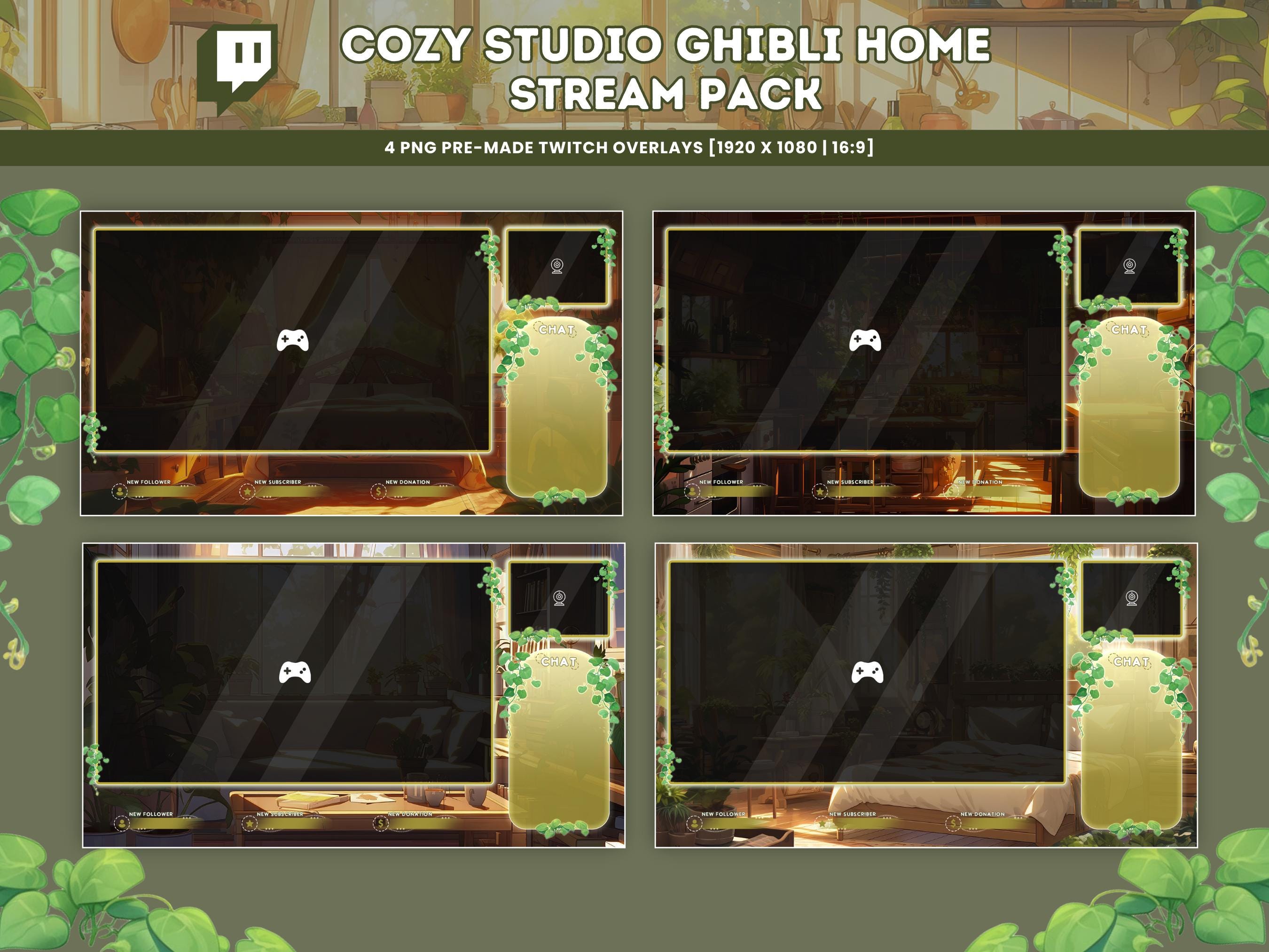 Cozy Stream Pack Studio Ghibli Cottagecore Home Twitch Overlay Vtuber ...