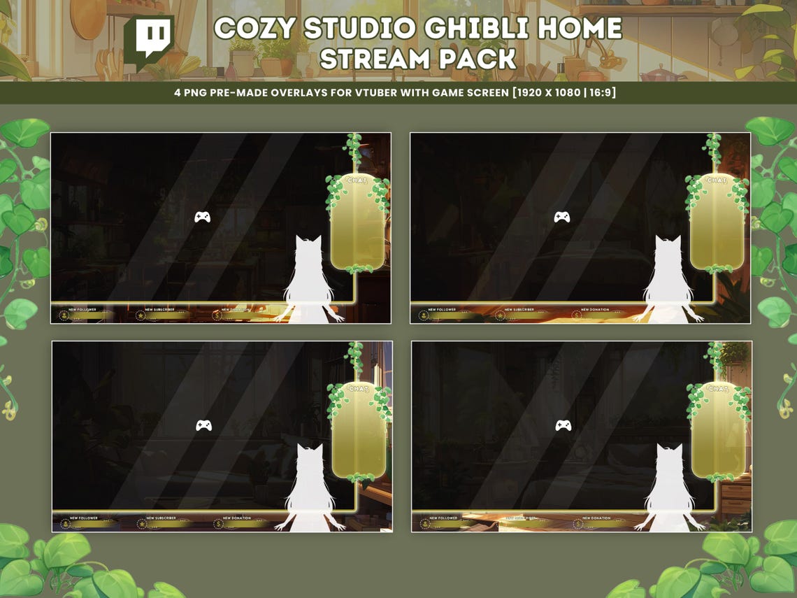 Pack Cosy Stream Studio Ghibli Cottagecore Accueil Superposition Twitch ...