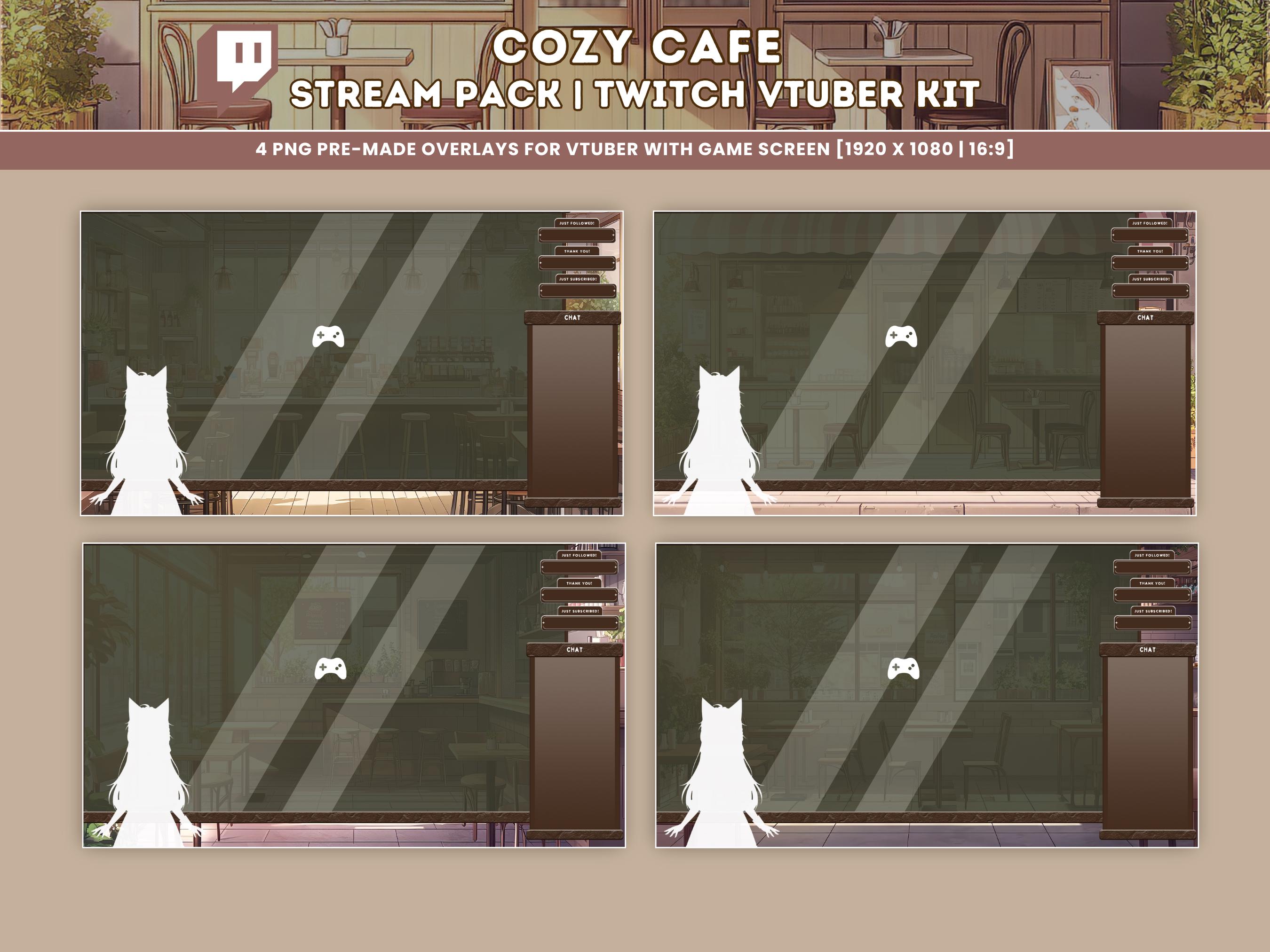 Animated Stream Pack Cozy Cafe Ghibli Cottagecore Twitch Overlay Vtuber ...