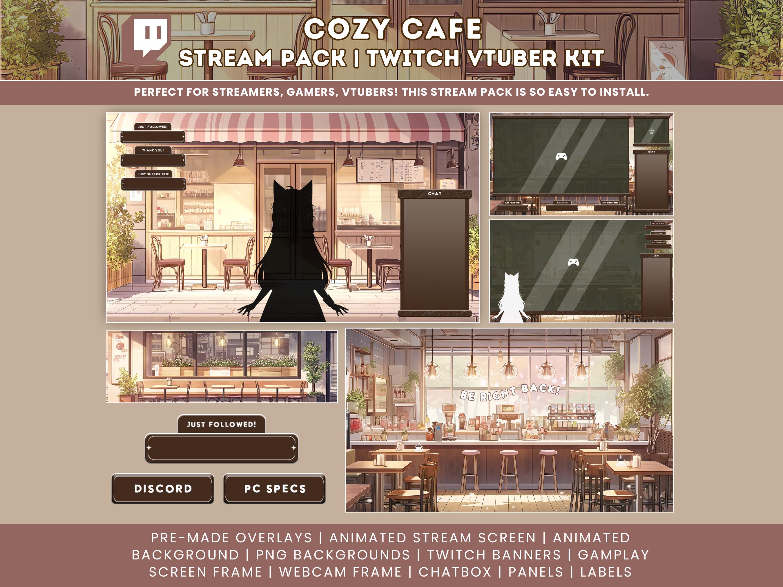 Animated Stream Pack Cozy Cafe Ghibli Cottagecore Twitch Overlay Vtuber ...