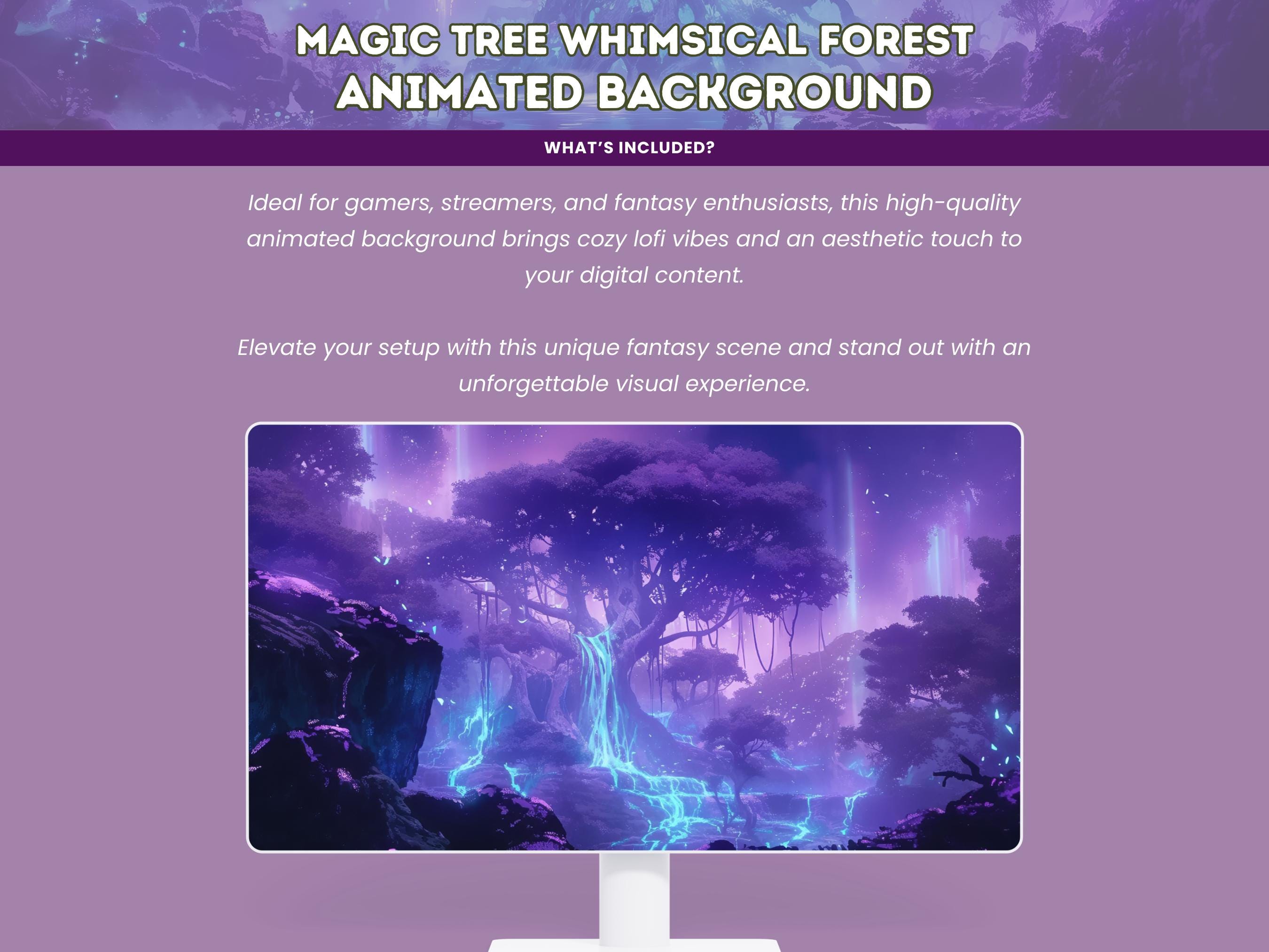 Purple Magical Tree Animated Background: Whimsical Forest Loop (MP4 ...