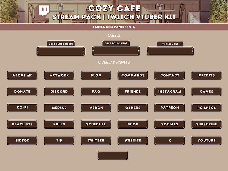 Animated Stream Pack Cozy Cafe Ghibli Cottagecore Twitch Overlay Vtuber ...