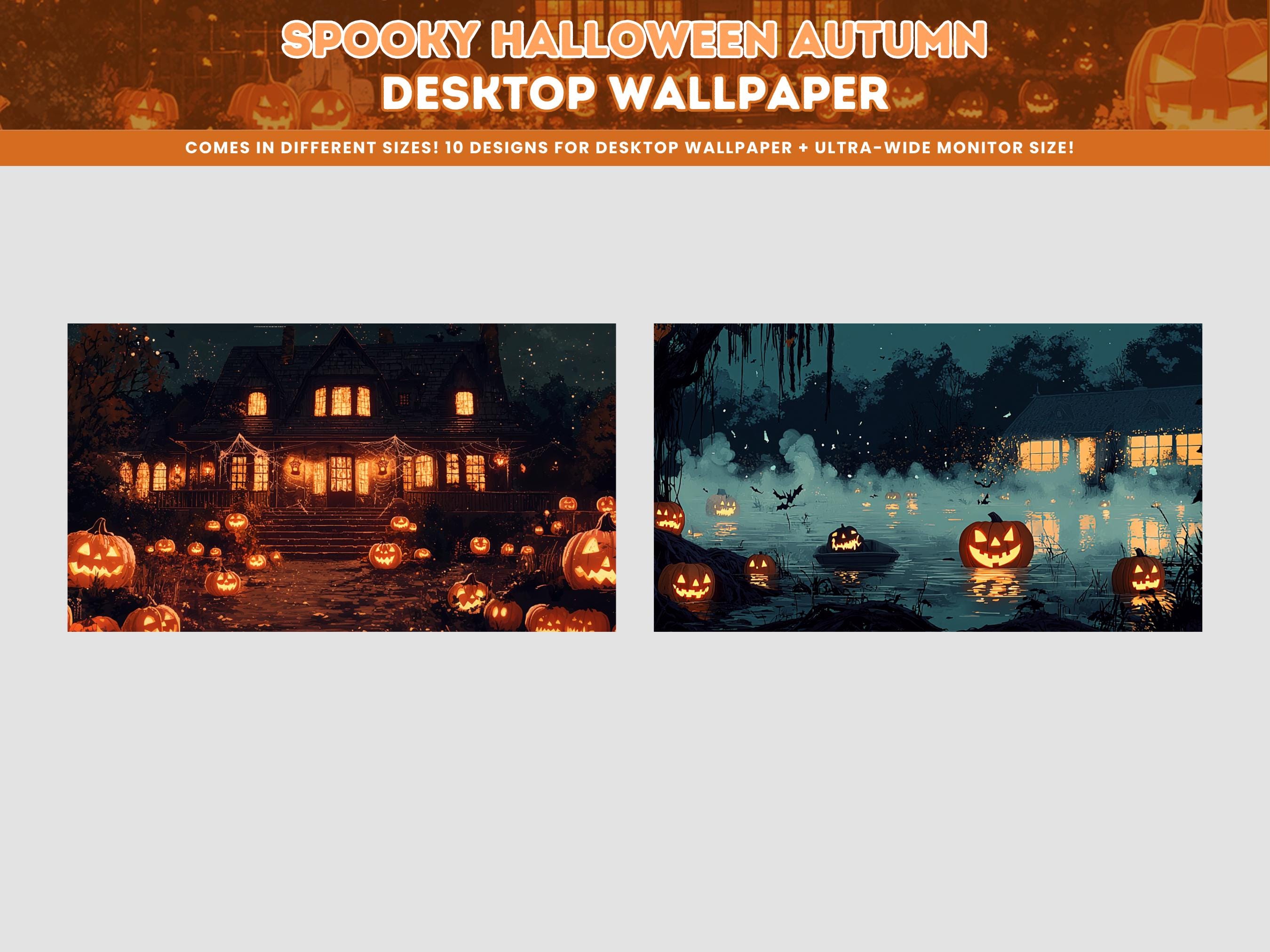 Cozy Spooky Halloween Desktop Wallpaper HD Autumn Background Jack O ...