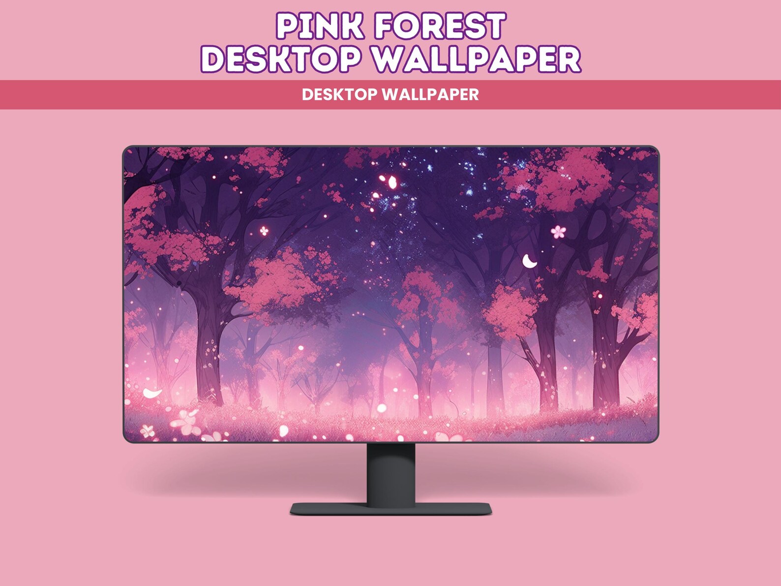 Pink Forest Desktop Wallpaper Set: Lofi Cottagecore (digital Download ...