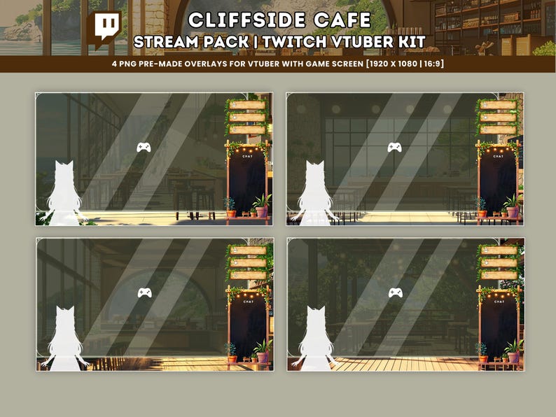 Cozy Cliffside Cafe Stream Pack: Ghibli Cottagecore Animated Overlays ...