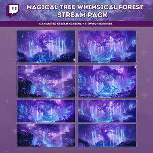 Animated Stream Pack Purple Tree Whimsical Forest Animated Twitch ...