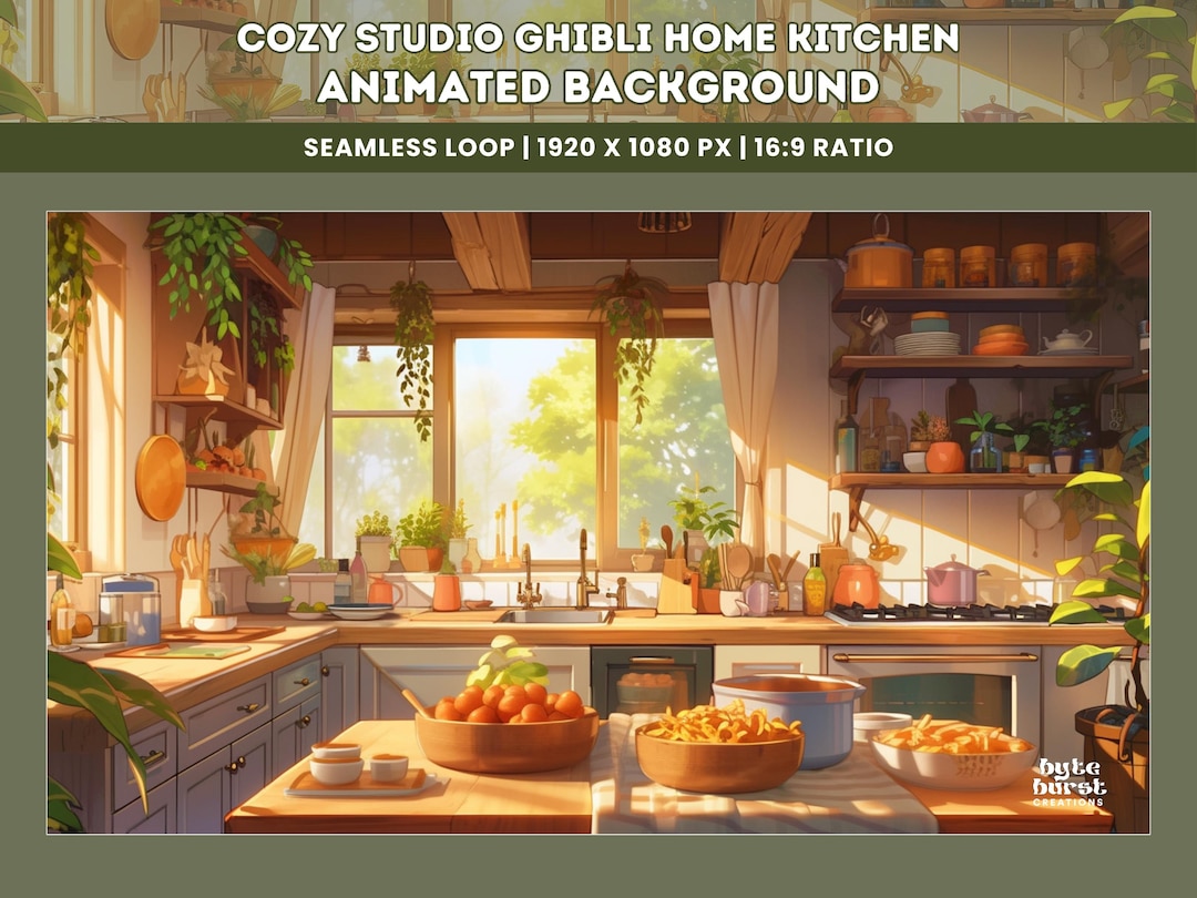Studio Ghibli Cozy Animated Kitchen Background Cozy Cottagecore Lofi ...