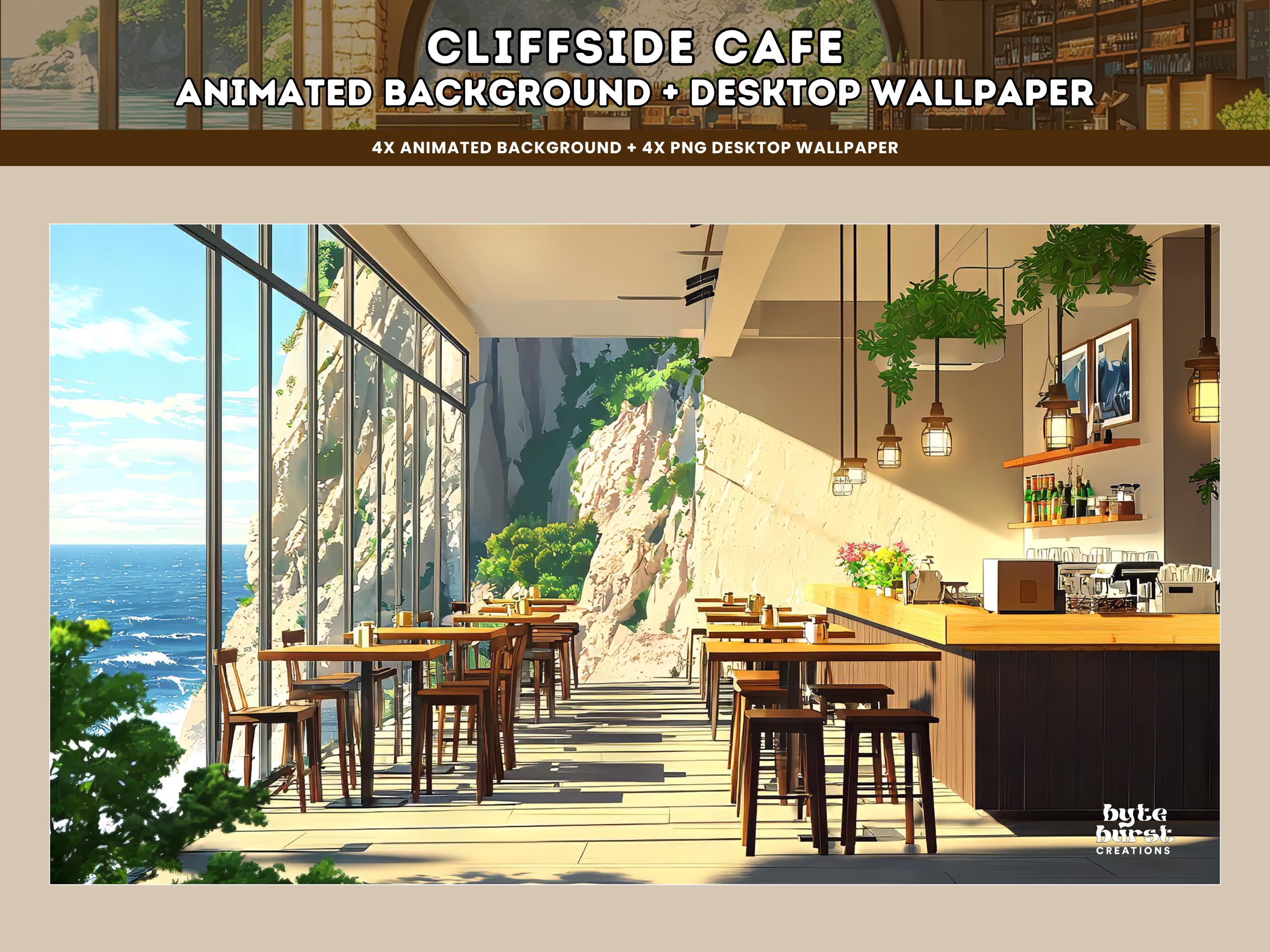 Cozy Lofi Animated Background Cliffside Cafe Scene Twitch Overlay ...